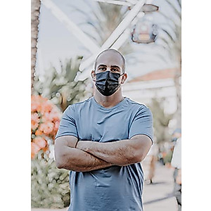 Healthy Shield 50pcs Disposable 3-Ply Safety Face Mask, Comfortable Ear Loop and Breathable, Non-Woven, Mouth Covers, Nose Clip, perfect for Adult, Men, Women, Home, Office, Indoor, Outdoor. (BLACK)