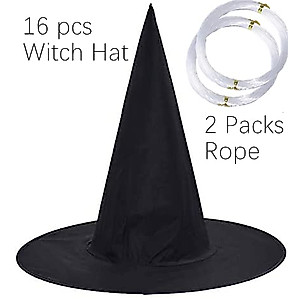 16 pcs Halloween Black Witch Hat for Party Masquerade Cosplay Costume Accessory Daily for Halloween Carnival Party Black