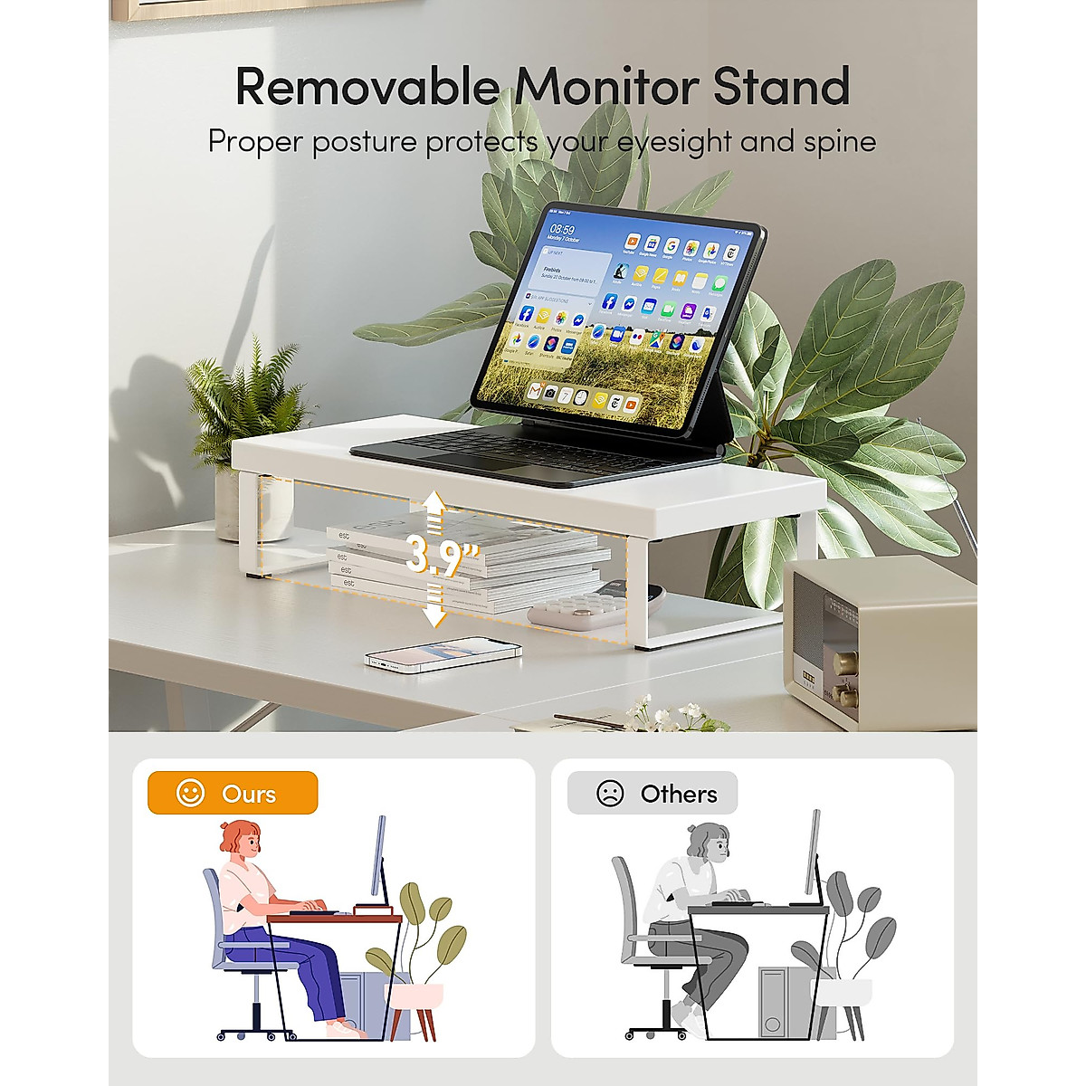 CubiCubi L Shaped Gaming Desk Computer Office Desk, 67 inch Corner Desk with Large Monitor Stand for Home Office Study Writing Workstation, White