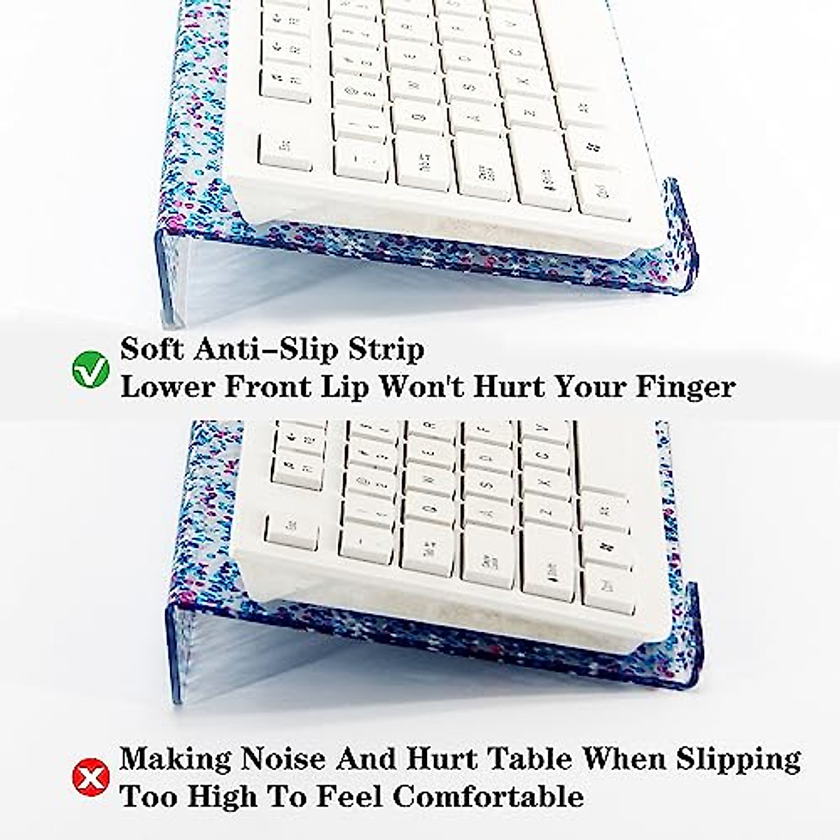 Cityjoy Computer Keyboard Stand Titled PC Gaming Keyboard Stand Riser with Silicone Anti-Slip Case, Acrylic Keyboard Tray Holder for Ergonomic Typing Working at Home and Office (LJ013A Blue)