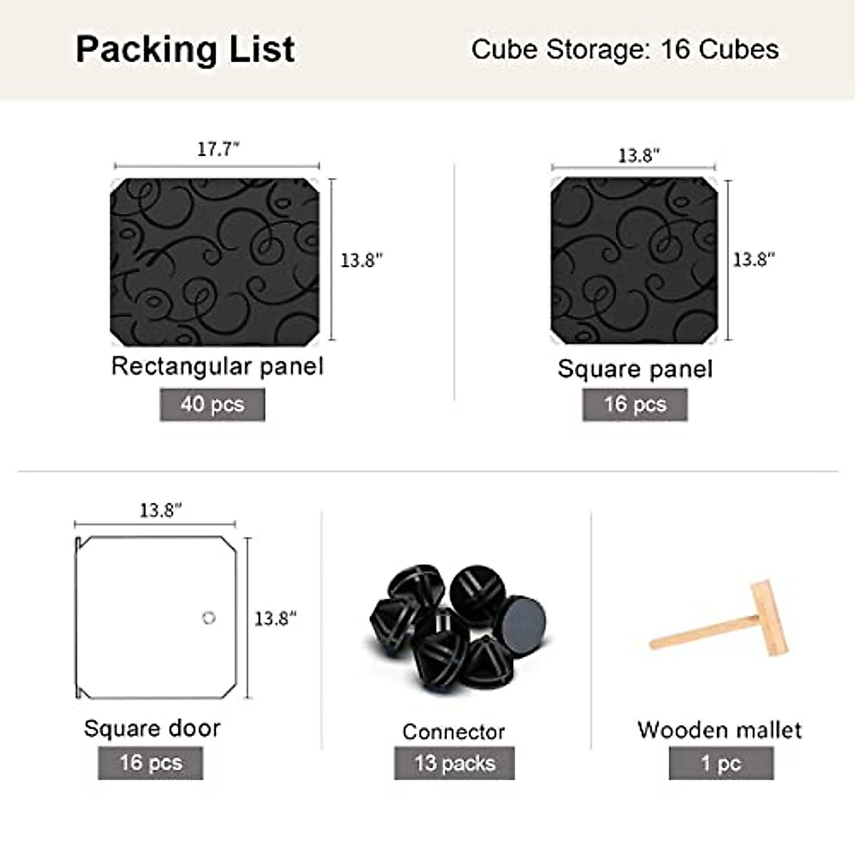 KOUSI Large Cube Storage - (16 Cubes) Organizer Shelves Clothes Dresser Closet Storage Organizer Cabinet Shelving Bookshelf Toy Organizer (56"x18"x56")