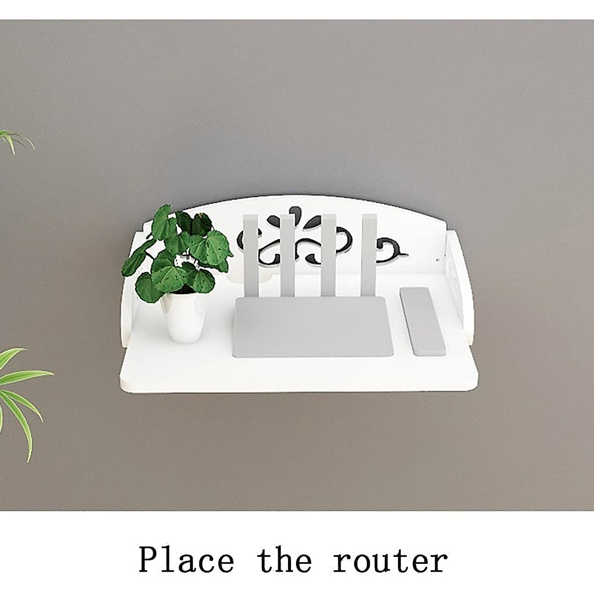 AVEEWA Wireless Router Storage Shelf Wireless Router Storage Box Desktop Set- Top Box Rack WiFi Box/White/25 * 20 * 8Cm