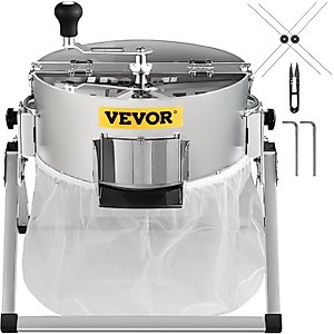 VEVOR Bud Leaf Trimmer, 16 inch Manual, Hydroponic Dry and Wet Plant Trimming Machine w/Sharp Stainless Steel Blades & Solid Metal Gearbox & Hand Pruner, Twisted Spin Cut for Herbs, Flowers, Silver