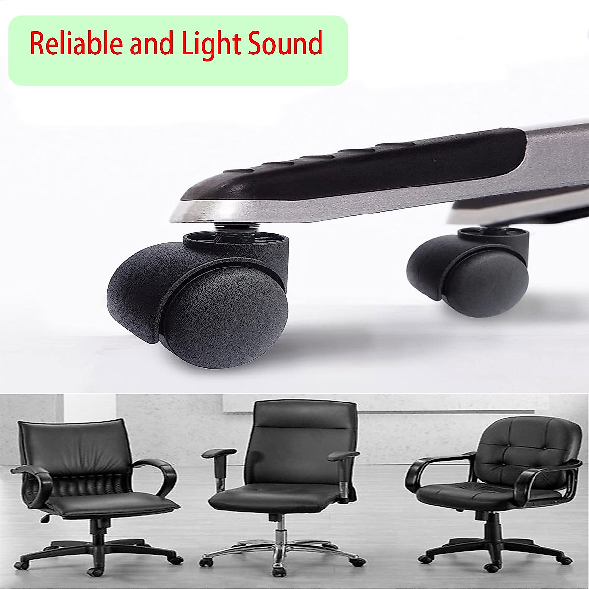 AccessBuy Office Chair Caster Wheel 2 Inch Universal Standard Size Computer Gaming Chair Caster Wheels Replacement Set of 5 (Black)