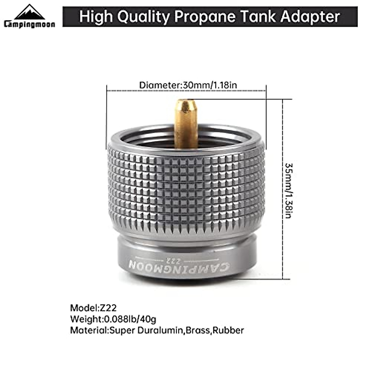 CAMPINGMOON Small Propane to Butane Adapter, Input: 16oz/1Lb small Propane Canister, Output: EN417 Lindal Valve Z22 (Silver)