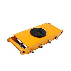 FAHKNS Machinery Moving Skate Heavy Duty Machinery Skates Cargo Mover 12T Machine Skates with 360° Rotation Cap 6 Steel Rollers for Heavy Duty Industrial Moving Equipment(Yellow)
