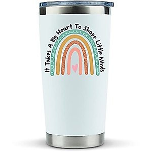 KLUBI Teacher Gifts Coffee Mug - It Takes a Big Heart to Shape Little Minds 20oz Tumbler/Mug - Cute Idea for Appreciation Week, Women, Teaching, Best, Thank You, Birthday, Nanny Gifts, Babysitter