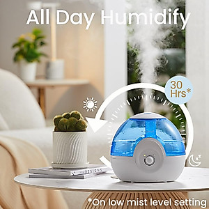 raydrop Cool Mist 2.2L Humidifiers for Bedroom, 28dB Whisper-Quiet Ultrasonic Humidifier, Easy to Clean Home Humidifier, Auto Shut-Off, 30H Work Time, Night Light (Blue)