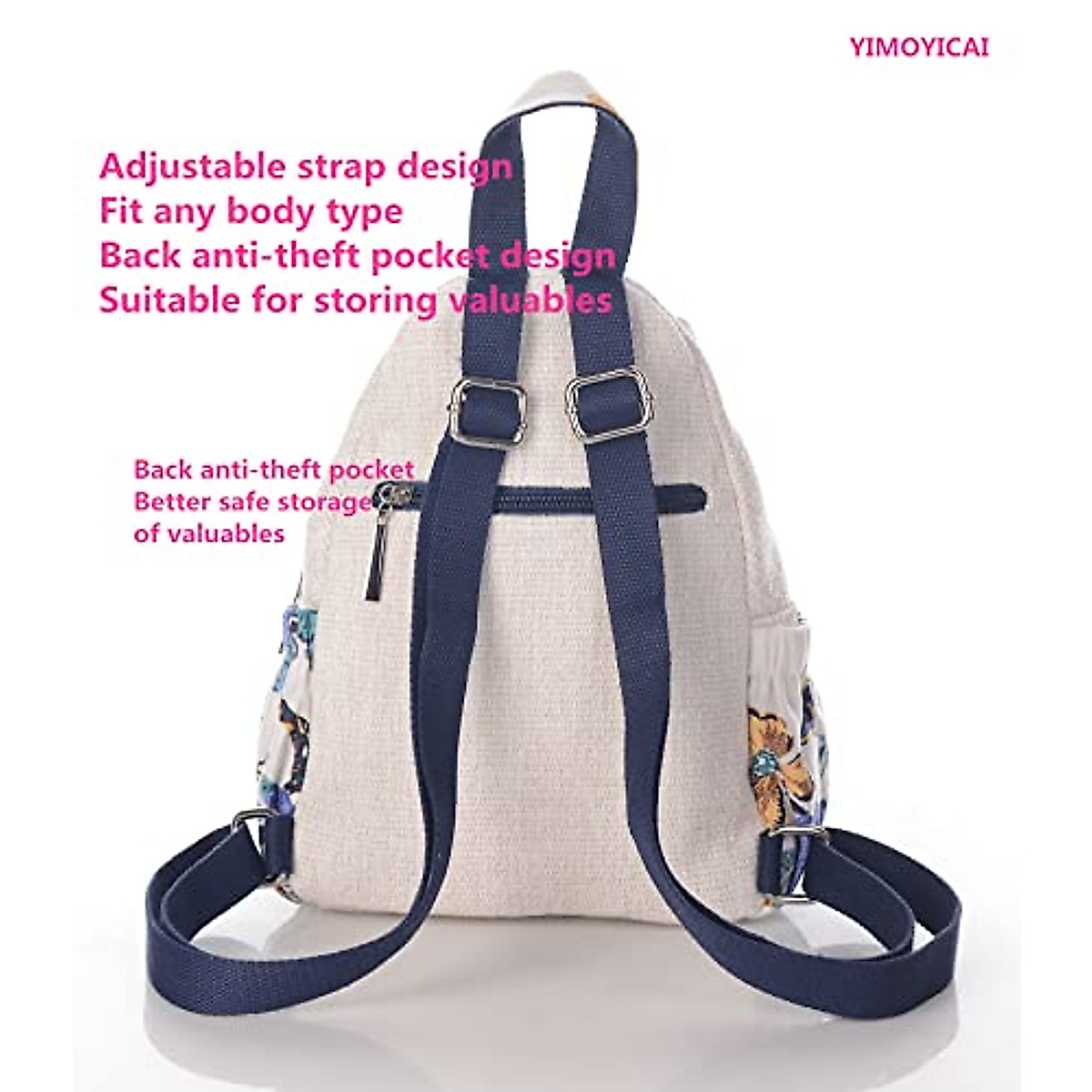 YIMOYICAI women casual boho woven medium canvas prime travel laptop backpack hippie embroidered vintage backpack Fruitful