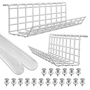 Under Desk Cable Management Tray, Cord Organizer for Desk, Cable Organizer, Wire Organizer, Cord Management, Cable Management Under Desk, Wire Holders for Desk - White Cable Tray - Set of 2X 17