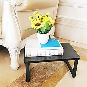 TSTWETO Step Stool, Wooden Step Stools for Adults Kids, Wood Bedside Bed Steps for High Beds, Heavy Duty One Stepping Stool for Kitchen Bathroom Bedroom, Hold Up 400 Lbs Capacity -Black