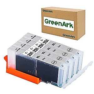 GREENARK Compatible Ink Cartridge Replacement for Canon CLI-251 GY Gray CLI-251GY XL Gray Ink Cartridge Work for Canon PIXMA MG6320 Pixma MG7120 Pixma MG7520 Pixma IP8720 Printers, 4 Pack 251XL GY
