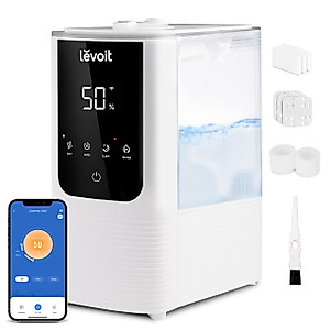 LEVOIT OasisMist Smart Cool and Warm Mist Humidifiers for Bedroom Large Room Home, Auto Customized Humidity, Ultrasonic Top Fill Oil Diffuser for Baby and Plants, Quiet, 4.5L, White