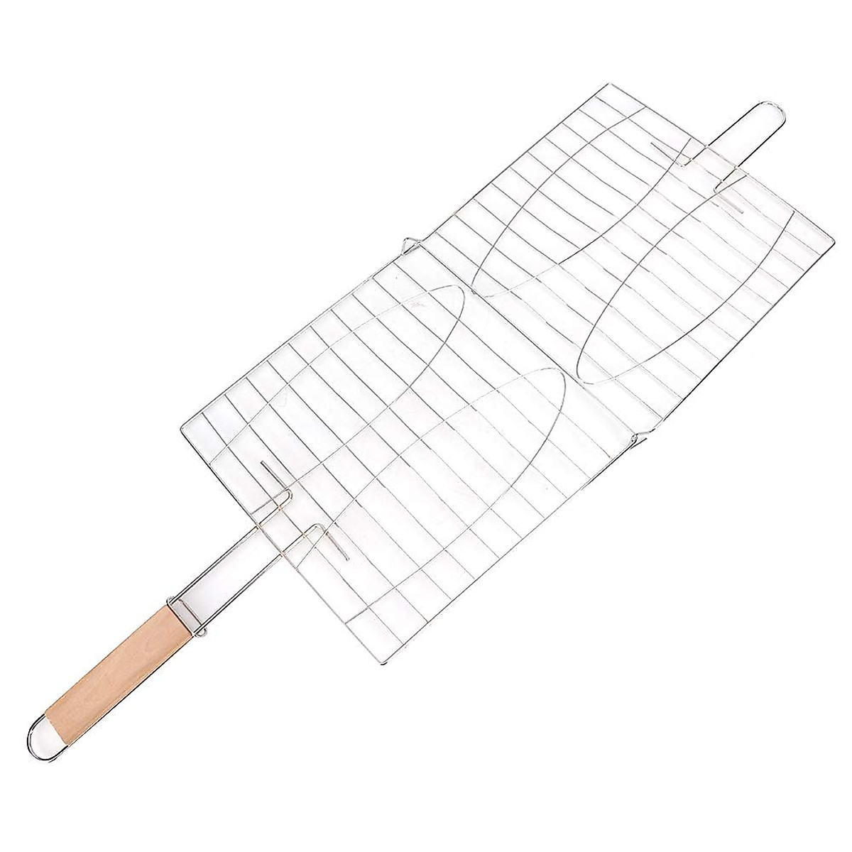 Grill Basket,Stainl Steel Rolling Grilling Baskets,Non-Stick Handle BBQ Net Barbecue Mesh for Outdoor Grilling,Fish Meat Grill Basket for BBQ Oven