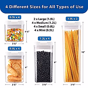 Lifetime Home 14 PACK Airtight Food Storage Containers Set w/Lids for Kitchen & Pantry Organization - BPA-Free for Cereal, Pasta, Rice, Vegetables & Flour - Free Labels & Marker - WHITE