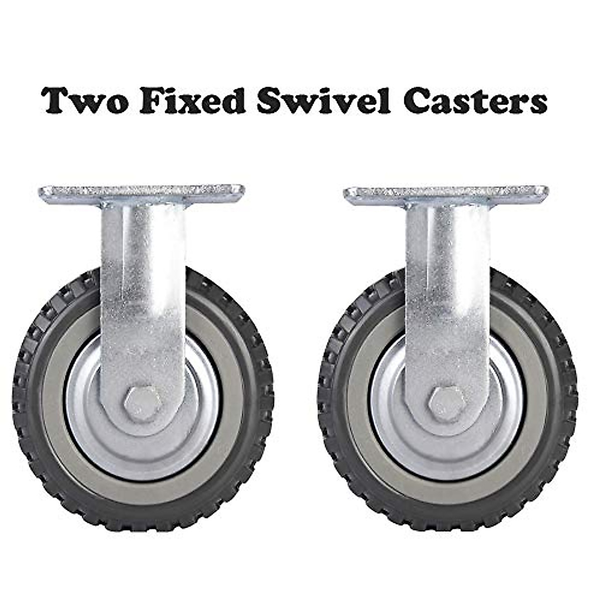 8" Heavy Duty Plate Casters 2200lbs Load Capacity Lockable Bearing Caster Wheels with Brakes Industrial Swivel Top Plate Casters Wheels Set of 4 for Cart, Trolleys, Furniture and Workbench