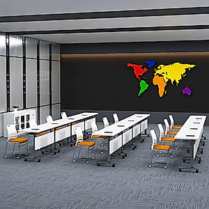3 pcs Foldable Meeting Tables, Flip Top Mobile Training Table with Modesty,Storage Layer and Lockable Wheels, Ready to Unfold and Use (Color : A, Size : 80 * 40 * 75cm)