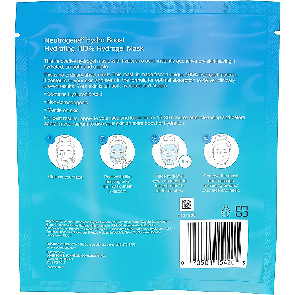 Neutrogena Hydro Boost and Hydrating Hydrogel Mask 1 Ounce (4 Pack)