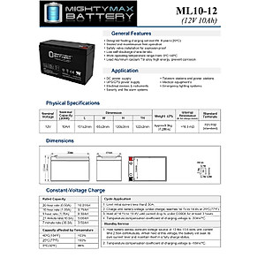 Mighty Max Battery 12V 10AH SLA Replacement Battery for BP10-12T2-3 Pack