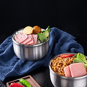 4 Pack 304 Stainless Steel Bowl Sets,10 OZ Capacity Double-walled Insulated Metal Bowls, Lightweight Unbreakable Dinnerware in Kitchen for Rice, Soup, Ice Cream, Serving Tableware (10.5CM Bowl)