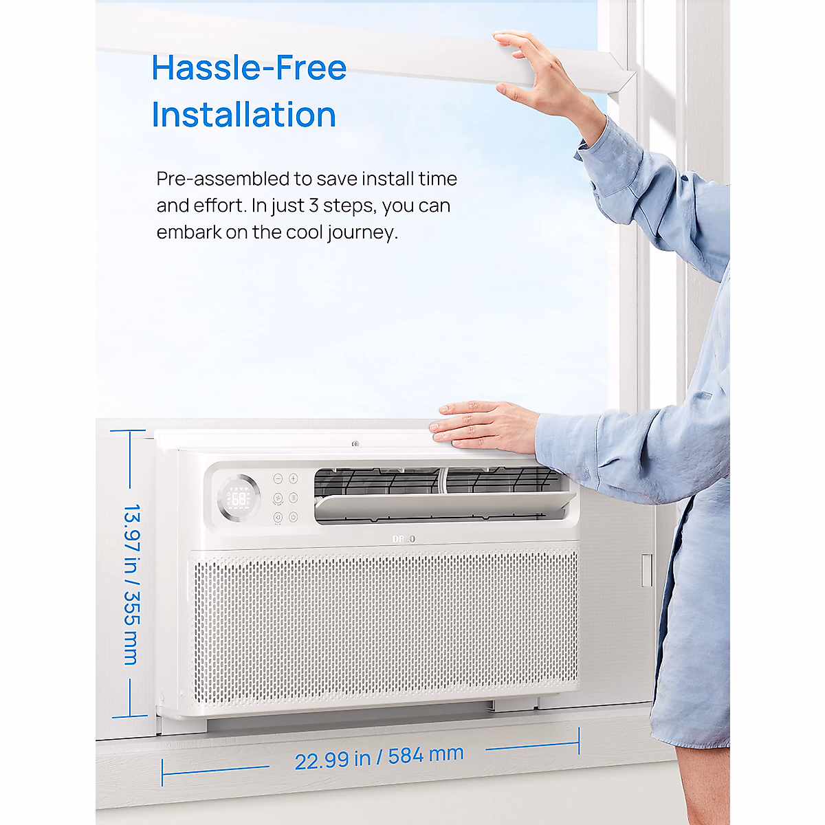 Dreo Inverter Window Air Conditioner, 7500 BTU AC Unit for Room Bedroom, Easy Installation, 42 db Ultra Quiet, ENERGY STAR Certified, 35% Energy Savings, Cools 200-350 sq ft