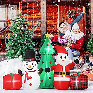 ZOOS Christmas Inflatables Outdoor Decorations 8x5FT Inflatable Christmas Yard Decorations Lighted Inflatable Christmas Tree Snowman Santa Claus Gift Box, Inflatable Outdoor Holiday Yard Decorations