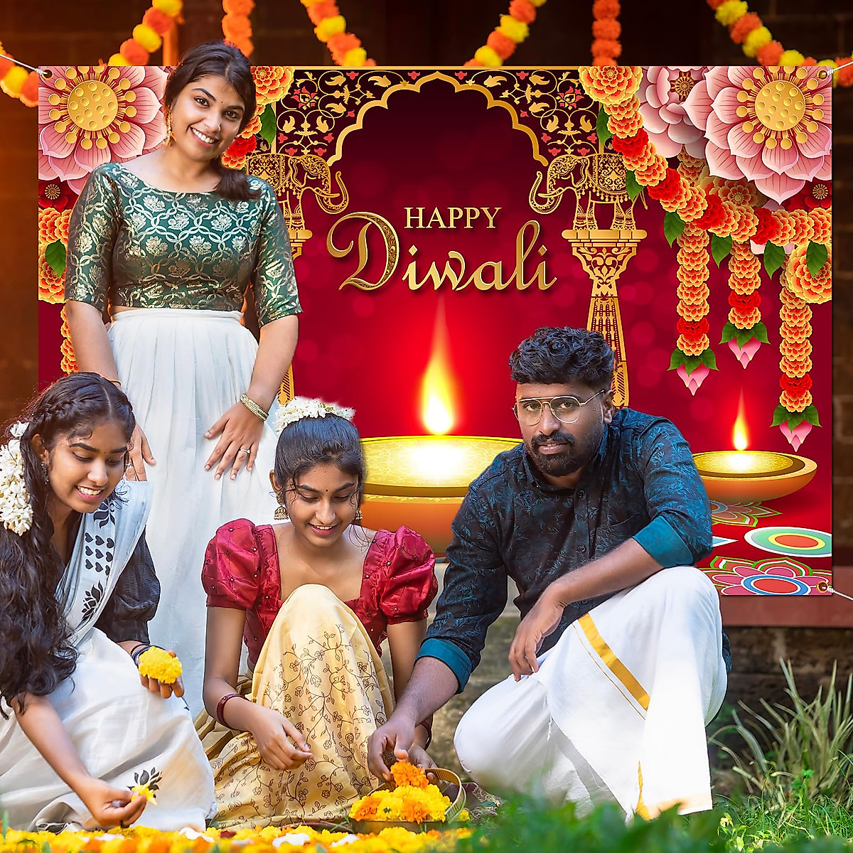 Happy Diwali Backdrop Happy Diwali Banner Diwali Decorations for Home Diwali Banner Backdrop Festival of Lights Banner Deepavali Decorations Diwali Photo Booth Props Diwali Decorations