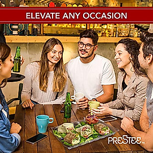 Prestee 12 Plastic Serving Trays 9x13 Inches Rectangular Disposable Serving Trays and Platters for Parties, Clear Plastic Tray for Food, Trays for Serving Food, Party Platters and Trays (12-Pack)