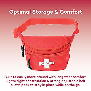 Dealmed Lifeguard Fanny Pack with Logo, E-Z Zipper Design and 3 Pockets, Red Fanny Pack (Pack of 1), Includes Adjustable Waist Strap and Zipper Pockets