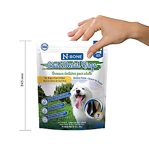 N-Bone Adult Dental Rings Chicken Flavor Dog Treats, 7 Count 9.8-oz Bag, Brown, 1 Count (Pack of 1)