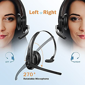 LEVN Wireless Headset, Bluetooth Headset with Microphone AI Noise Canceling & Mute Button, 35Hrs On-Ear Bluetooth Headphones with USB for Call Center/Trucker/Office/Home/Online Class/Remote Work/Zoom