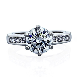 Sterling Silver Wedding Ring 1.9ct Round CZ Solitaire Engagement Ring (Size 5 to 9), 8