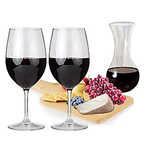 Lily's Home Unbreakable Cabernet and Merlot Bordeaux Red Wine Glasses, Made of Shatterproof Tritan Plastic, For Indoor and Outdoor Use, Reusable and Dishwasher-Safe, Crystal Clear 20 oz.