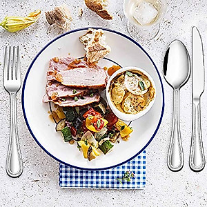 Homikit 77-Piece Silverware Set with Steak Knives and Serving Utensils, Stainless Steel Flatware Cutlery Set for 12, Modern Eating Utensil Tableware Sets with Pearled Edge, Include Knife Spoon Fork