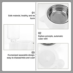 NUOBESTY Automatic Cat Dog Feeder Water Bowl Raised Whisker Fatigue Pet Plate Water Fountain Dispenser Dish Holder for Puppy Kitten Animals White