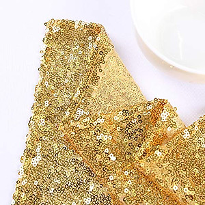 TRLYC 2FT by 8FT Christmas Sparkly Gold Sequin Window Curtain Backdrop for Wedding Party