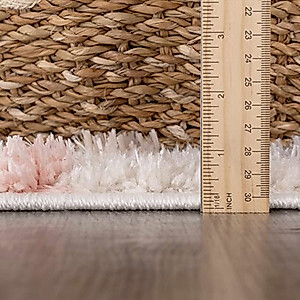 Hauteloom Tilos Dalmatian Living Room Bedroom Nursery Shag Area Rug - Shaggy Carpet - Dot Pattern - High Plush Pile - Pink, Cream, Grey, Beige - 5'3" x 7'