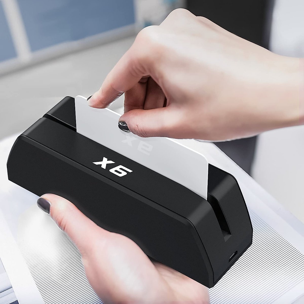 X6 BT Bluetooth Magnetic VIP Card Reader Writer USB 3 Tracks Swipe Encoder [Upgraded Black Version]