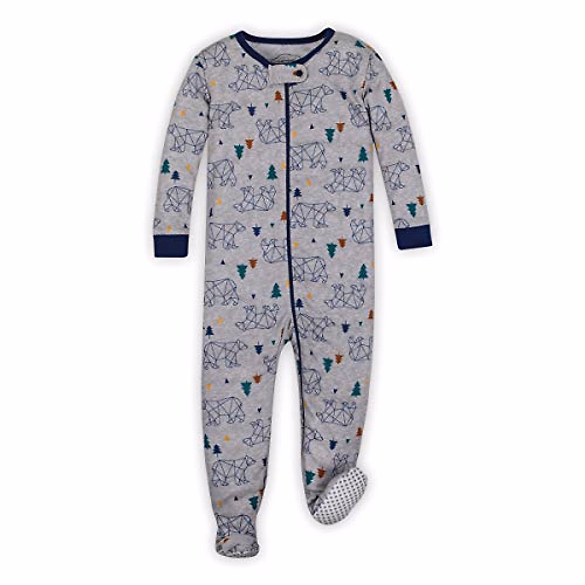 Lamaze Organic Baby Baby Boys' Toddler Stretchie One Piece Sleepwear, Footed, Zipper, Grey Bear Print, 2T
