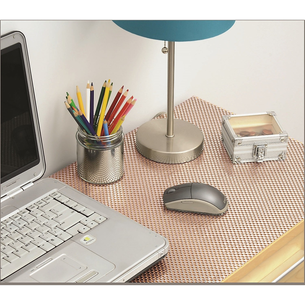 Con-Tact Brand Metallic Grip Premium Nοn-Adhesive Non-Slip Counter Top, Drawer and Shelf Liner, 18" x 4', Copper