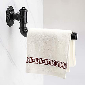 Sumnacon 9 Inch Industrial Pipe Clothes Bar - Heavy Duty Rustic Metal Coat Hanger with Screws, Wall-Mounted Garment Holder Rack for Bedroom/Bathroom/Cabinet/Boutique/Clothing Store, Black