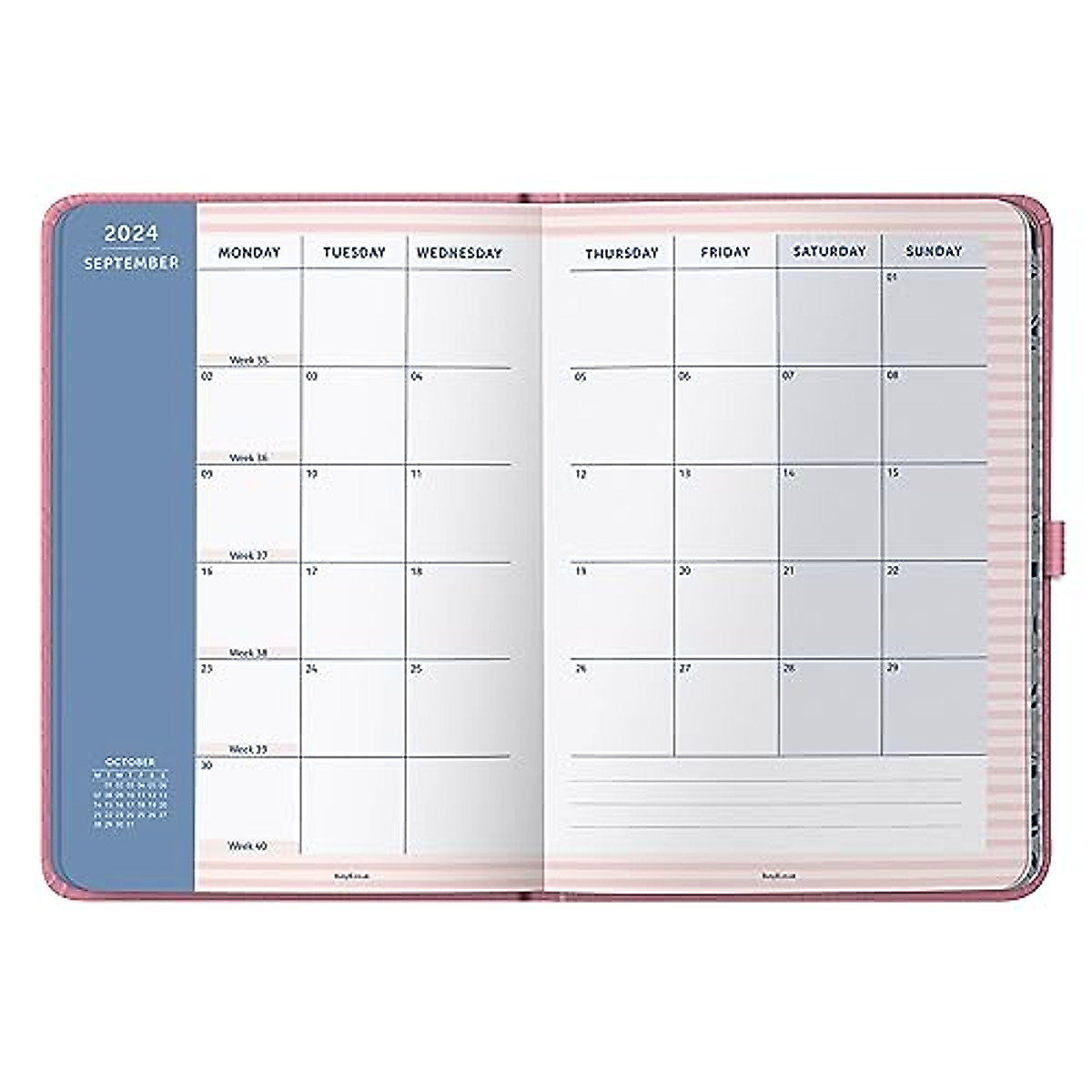 Busy B A5 To Do Diary January to December 2024 - Pink - Faux Leather Week to View Diary with Notes, Tear-Out Lists & Pockets