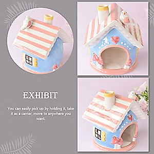 balacoo Large Ceramic Hideout Large Ceramic Hideout Ceramic Hamster House Pet Hideout: Mini Hamster Hamster Sleeping Bed Mini Hut Cage Summer Cooling Hideaway for Chinchilla Small Animal