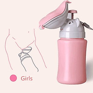 Portable Urinal Potty Travel Potty-for Emergency Urinal Baby Toilet Child Pee Training,Kids Potty Car Travel and Camping Outdoor Use Very Convenient (500ml, Pink)