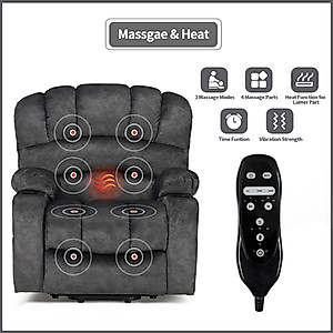 DURASPACE Power Lift Recliner Electric Lift Massage Recliner Chairs with Heat, Large Shell Velvet Backrest Lift Chair Recliners for Elderly, Seniors (Gray)