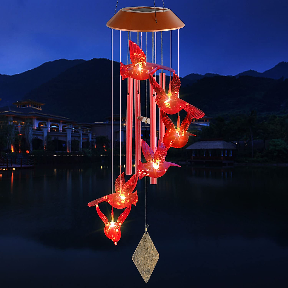 Cardinal Wind Chime Solar Garden Cardinal Gifts for Women Gift for Women Solar Cardinal Gift Memorial Wind Chimes Birthday Gifts for Grandma Solar Cardinal Garden Light Gift Women Gift