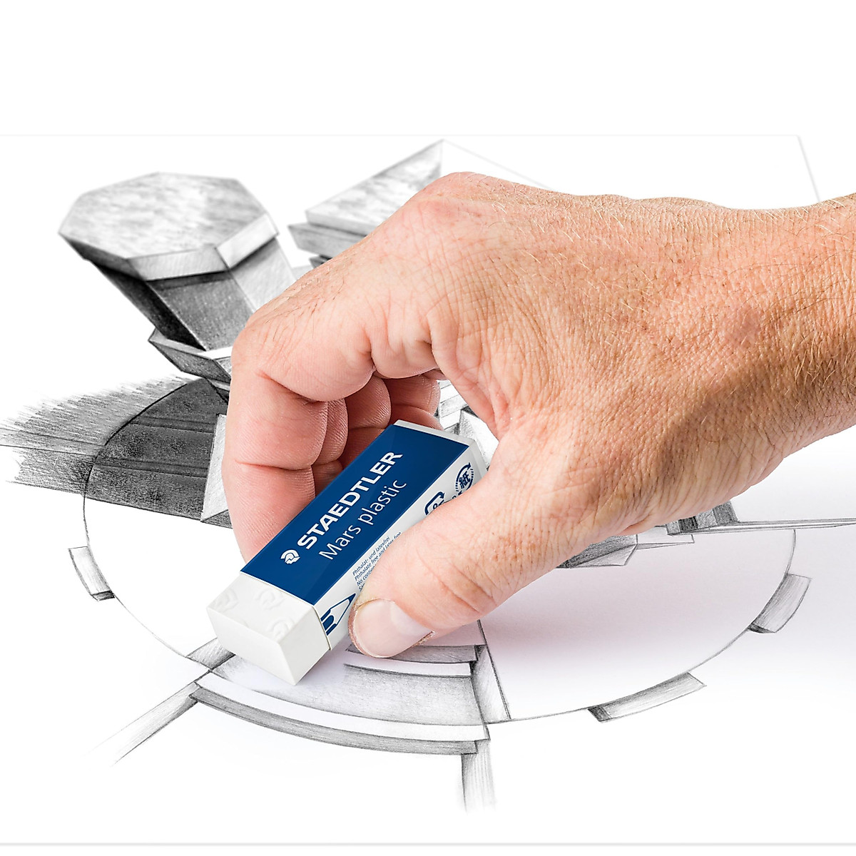 STAEDTLER Mars Plastic, Premium Quality Vinyl Eraser, White, Latex-free, Age-resistant, Minimal Crumbling (526 50 BK) 4 Count (Pack of 1)