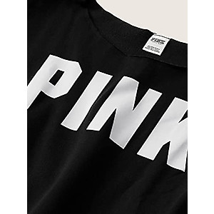 Victoria's Secret PINK Fleece Cropped Sweatshirt, Pure Black, Large