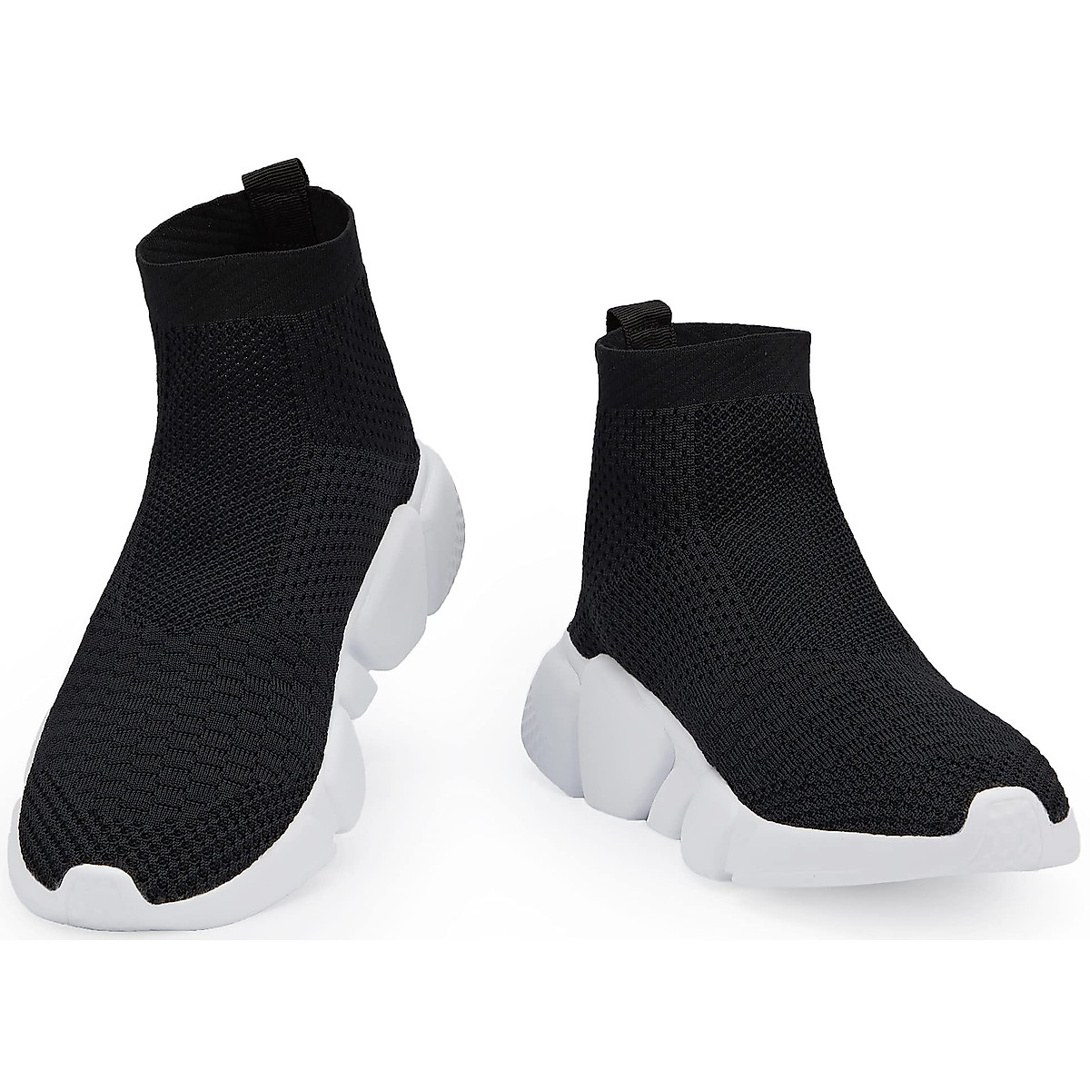 Santiro Black High Top Sneakers for Men Running Shoes Knit Breathable Lightweight Walking Shoes Casual Athletic Sports Shoes Black 12 US