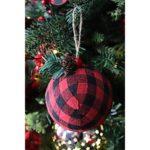 12 Piece Rustic Christmas Tree Ornaments, Farmhouse Christma Decoration, Natural Jute Burlap Christmas Ball